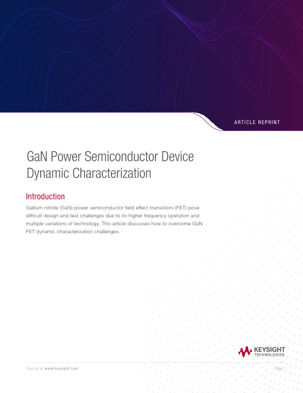 GaN Power Semiconductor Device Dynamic Characterization PDF Asset Page | Keysight